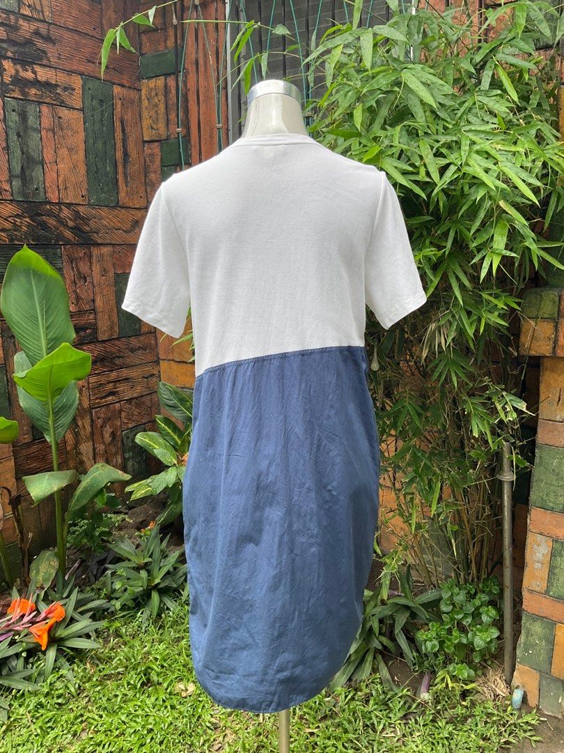 COS Asymmetrical White/ Navy Blue Dress MADE IN TURKEY cos of Sweden ...