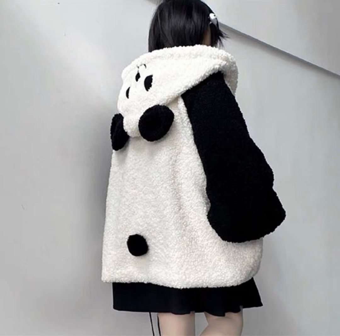 cute fluffy panda jacket, Women's Fashion, Coats, Jackets and Outerwear ...