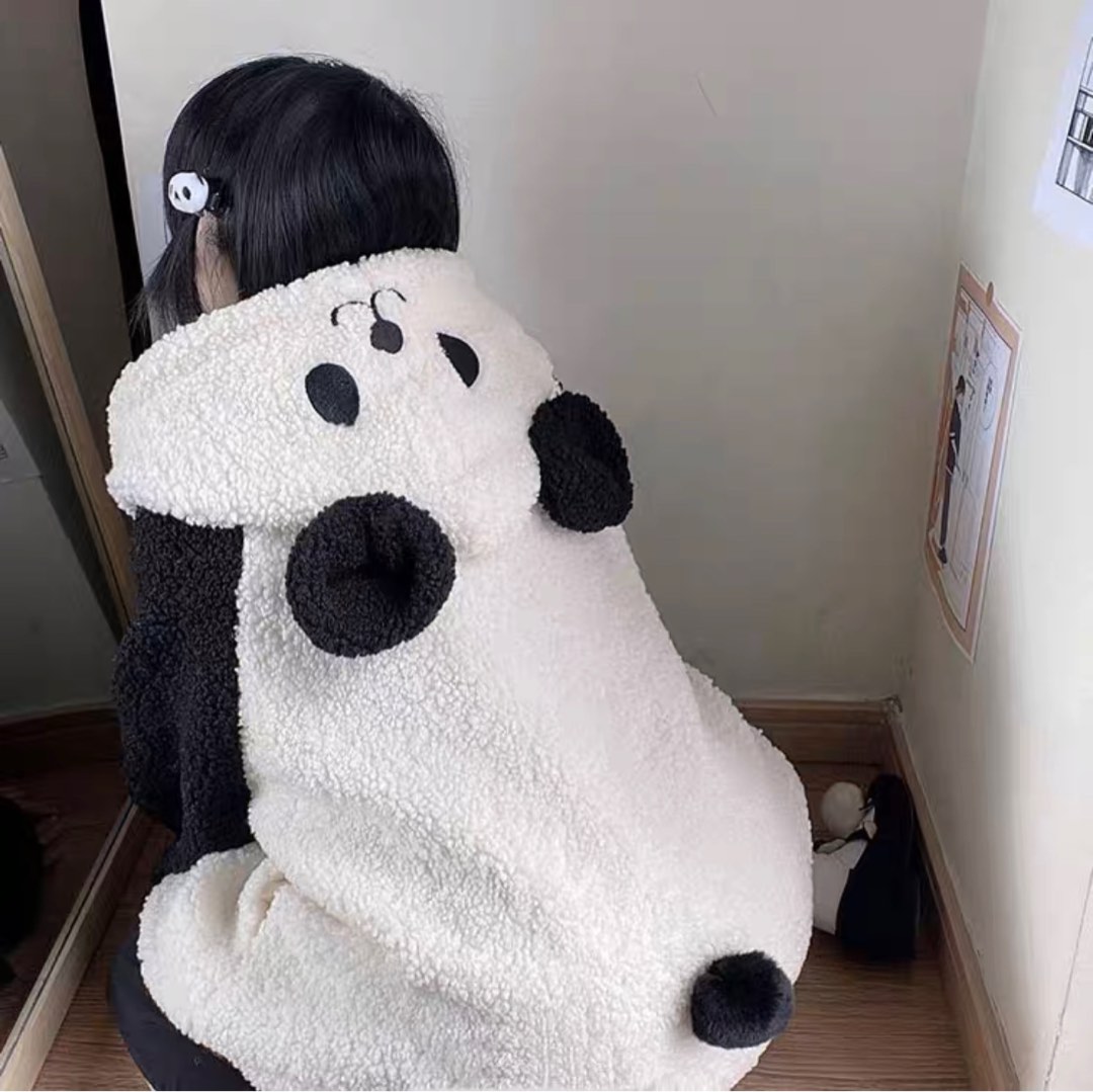 cute fluffy panda jacket, Women's Fashion, Coats, Jackets and Outerwear ...