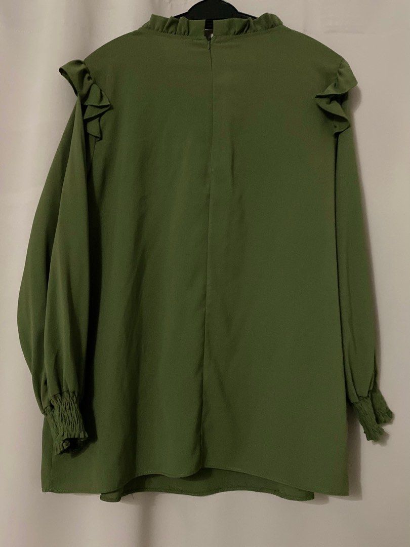 Dark Green Baby Doll Top, Women's Fashion, Tops, Blouses on Carousell