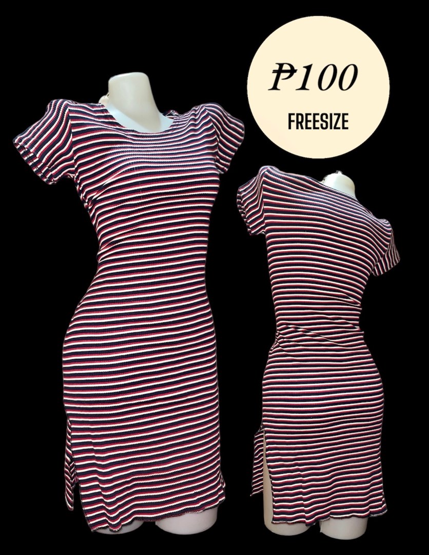 DOUBLE SLIT DRESS - RED/BLUE, Women's Fashion, Dresses & Sets, Dresses ...