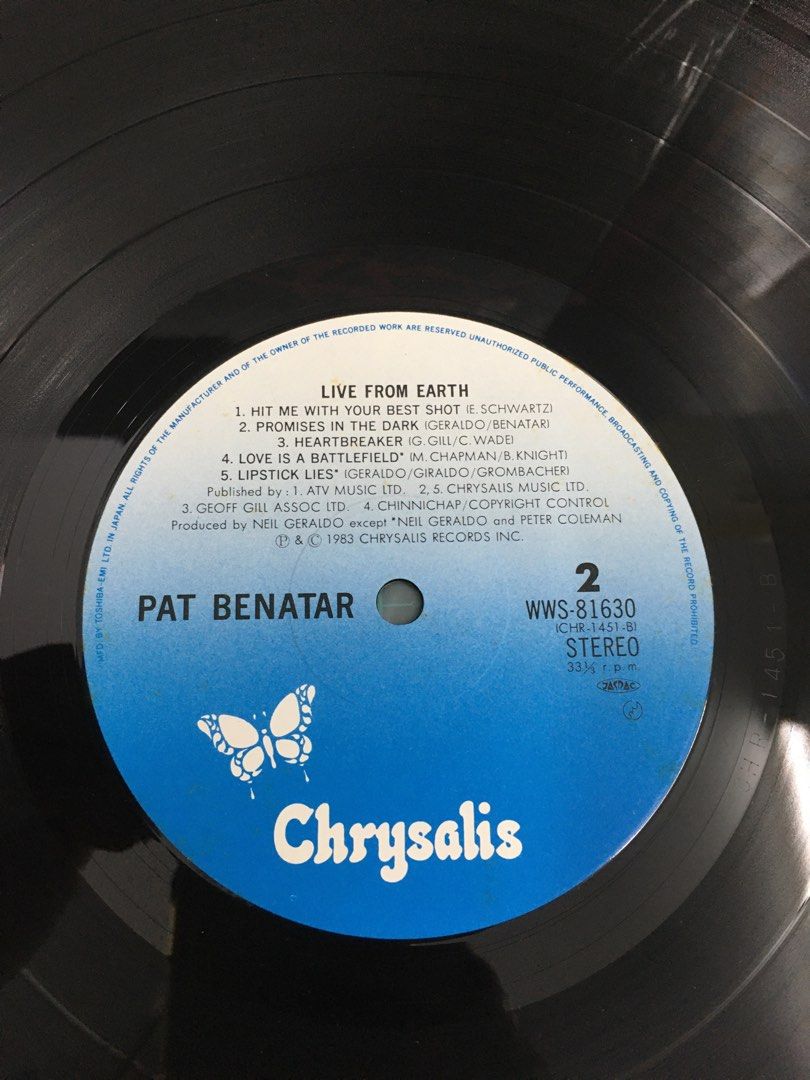 (Eng LP) Pat Benatar live from earth, Hobbies & Toys, Music & Media ...