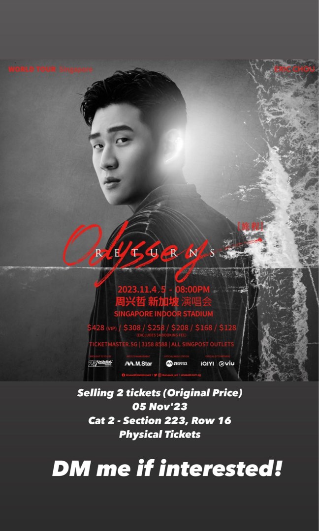 Eric Chou Concert 2023, Tickets & Vouchers, Event Tickets on Carousell