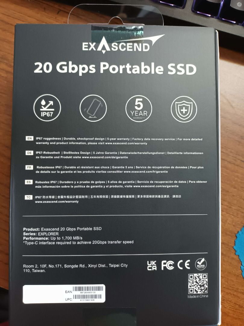 Exascend 20Gbps 4TB Portable Rugged SSD, Computers & Tech, Parts ...