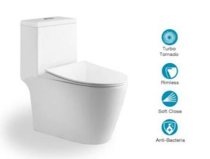 [FREE INSTALL] ONE-PIECE RIMLESS+TORNADO TOILET BOWL, Furniture & Home ...
