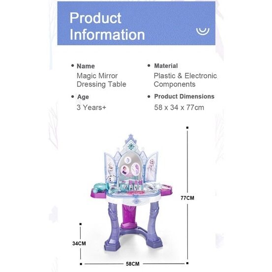 Frozen Elsa Kid Large Size Dressing Table Set with Magic Mirror ...