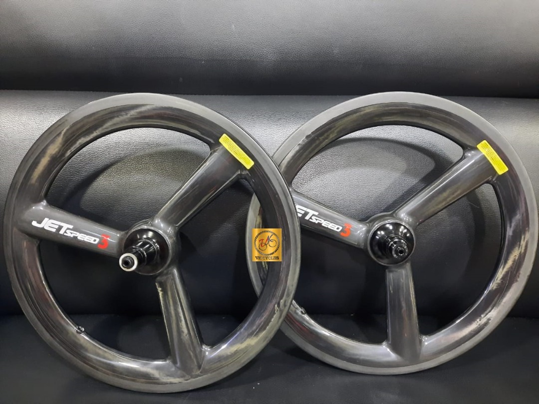 GEOMETRIC WHEELSET JET SPEED 3 16" 349 TIRE CARBON DISC & RIM 9/10/11SP ...