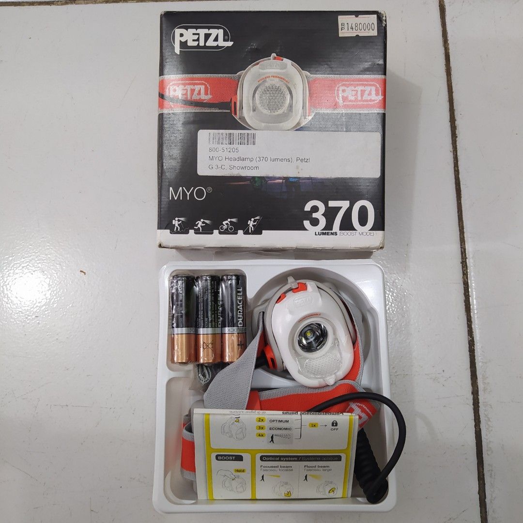 Headlamp petzl MYO 370 lumens senter kepala outdoor adventure kemping ...
