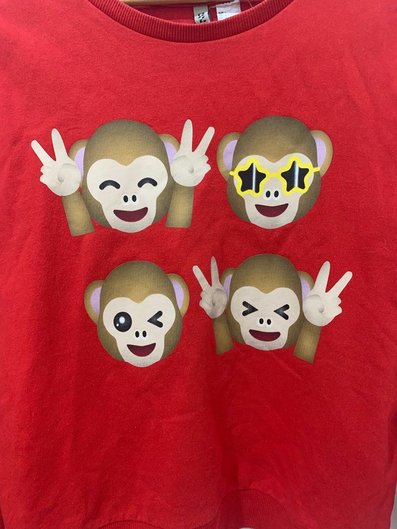 H&M Monkey Emoji Sweater, Women's Fashion, Tops, Longsleeves on Carousell