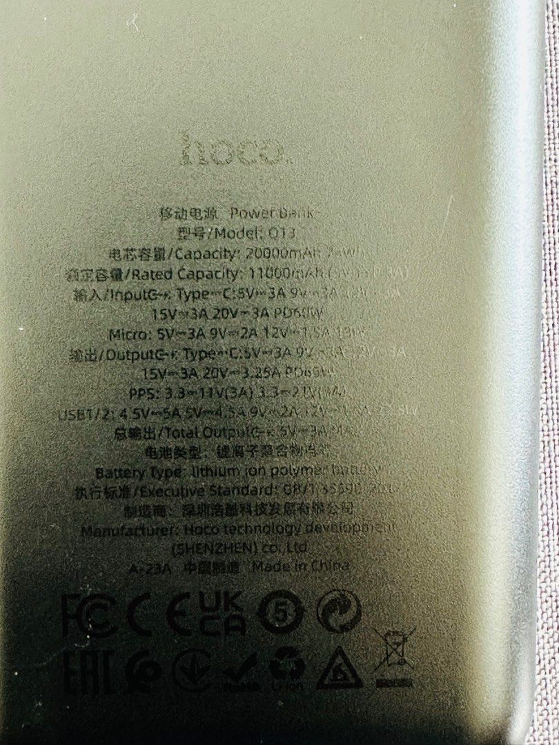 Hoco Q13 20000 mAh Power Bank, Mobile Phones & Gadgets, Mobile & Gadget Accessories, Power Banks ...