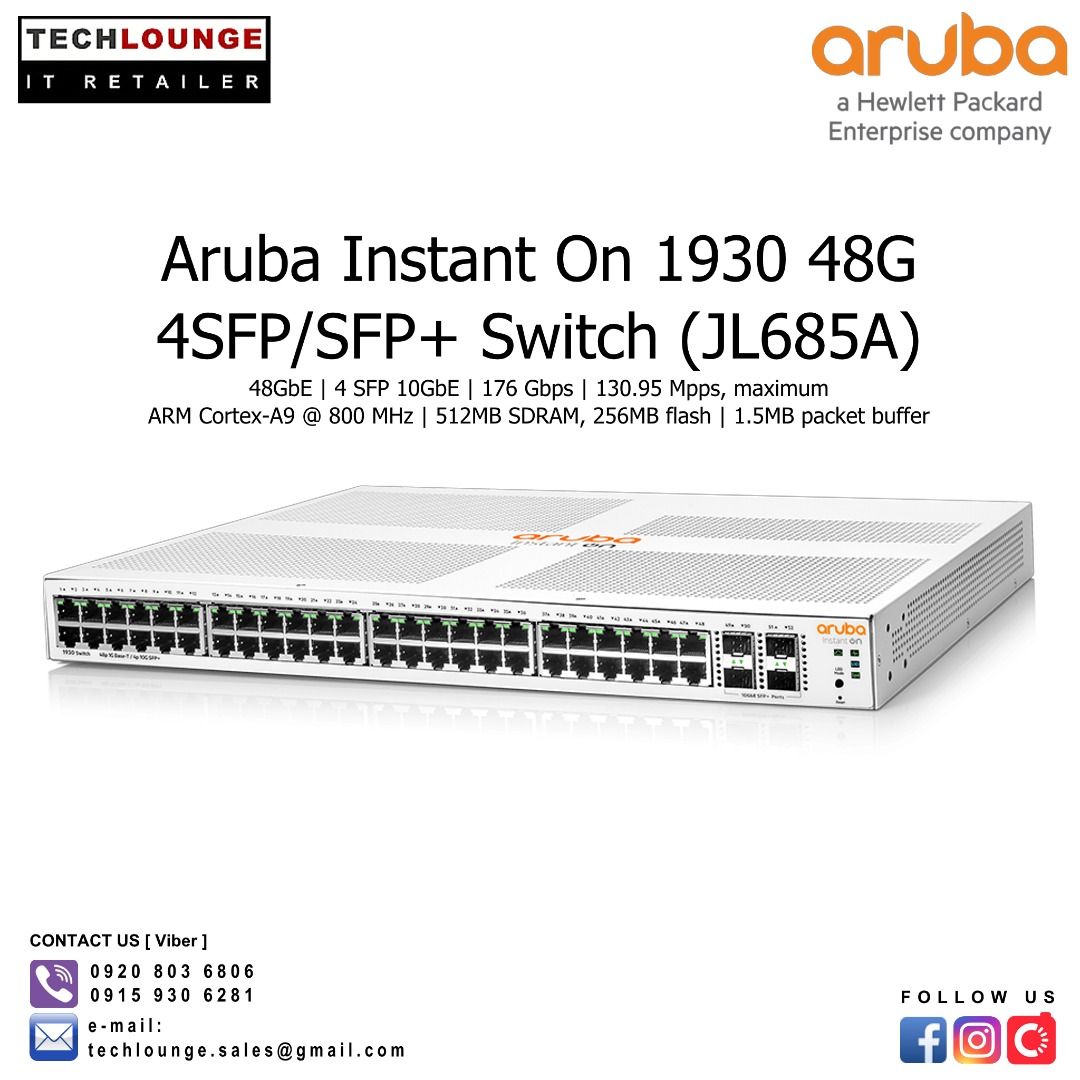 HPE Aruba Instant On 1930 48G 4SFP/SFP+ Switch (JL685A), Computers ...