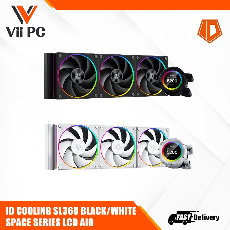 ID Cooling SL360 Space Series LCD AIO Liquid CPU Cooler Black/White ...
