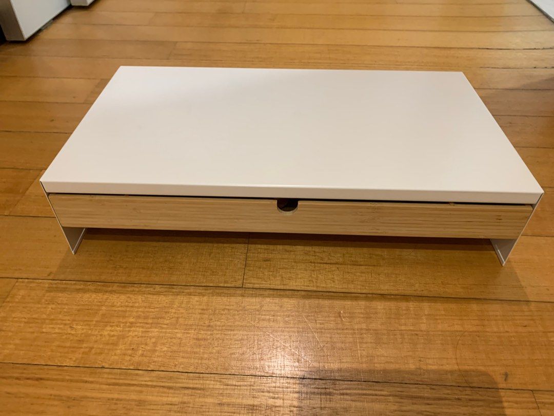 Ikea Elloven monitor stand with drawer white desk tidy storage laptop ...