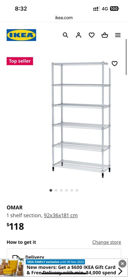 IKEA OMAR SHELF, Furniture & Home Living, Furniture, Shelves, Cabinets ...