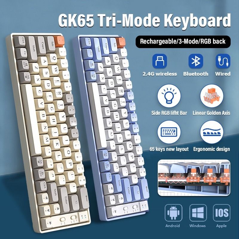 ireless Keyboard Hotswappable Mechanical Keyboard With 3 Mode Hotswap ...