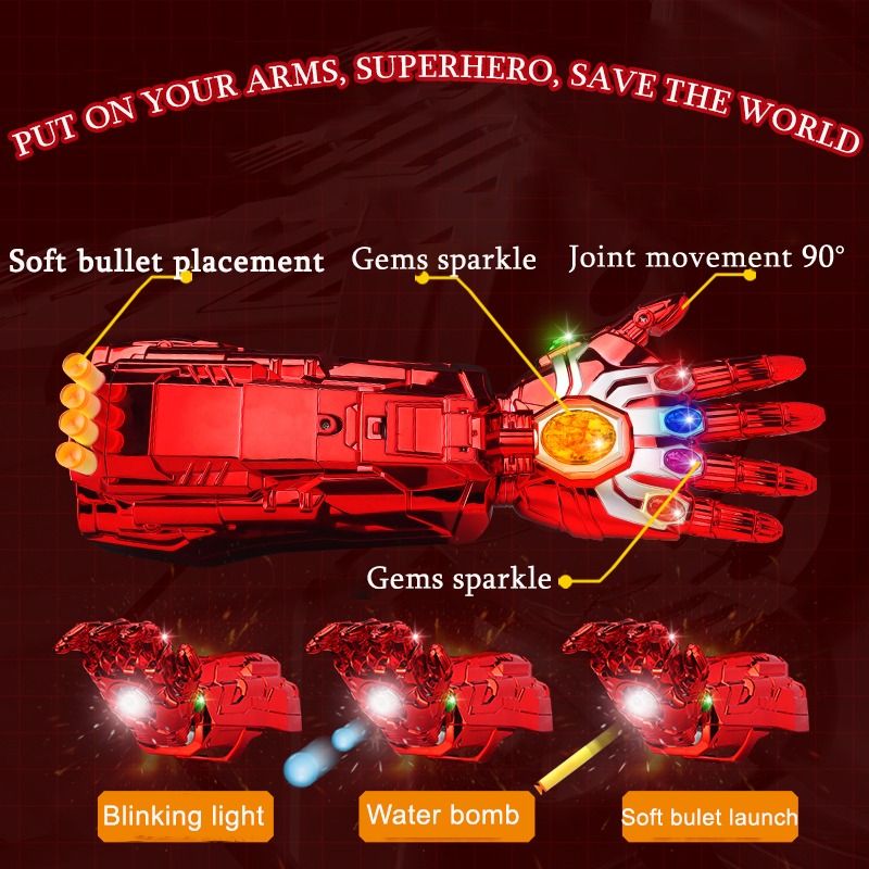 LED Iron Man Arm Electric Toy Water bomb Ball Toys With Gel Balls For ...