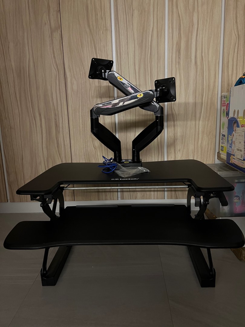 Loctek Standing Desk for laptop (free monitor arms!), Furniture & Home ...
