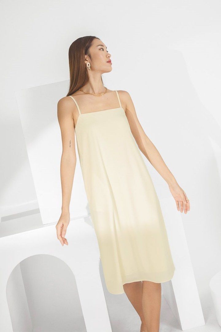 LOVET Narelle Cami Tent Midi Dress in Eggshell, Women's Fashion ...