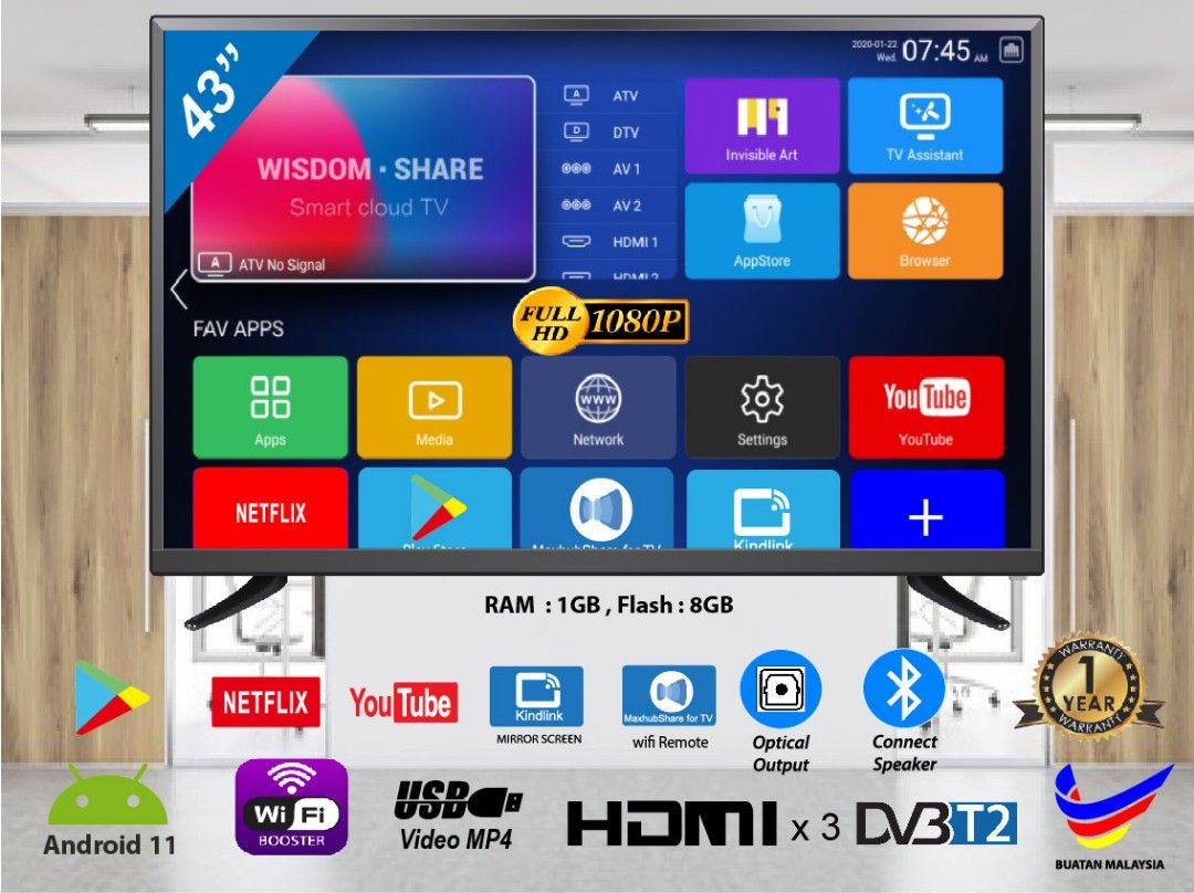 LQ Android LED TV 43" FHD, TV & Home Appliances, TV & Entertainment, TV on Carousell