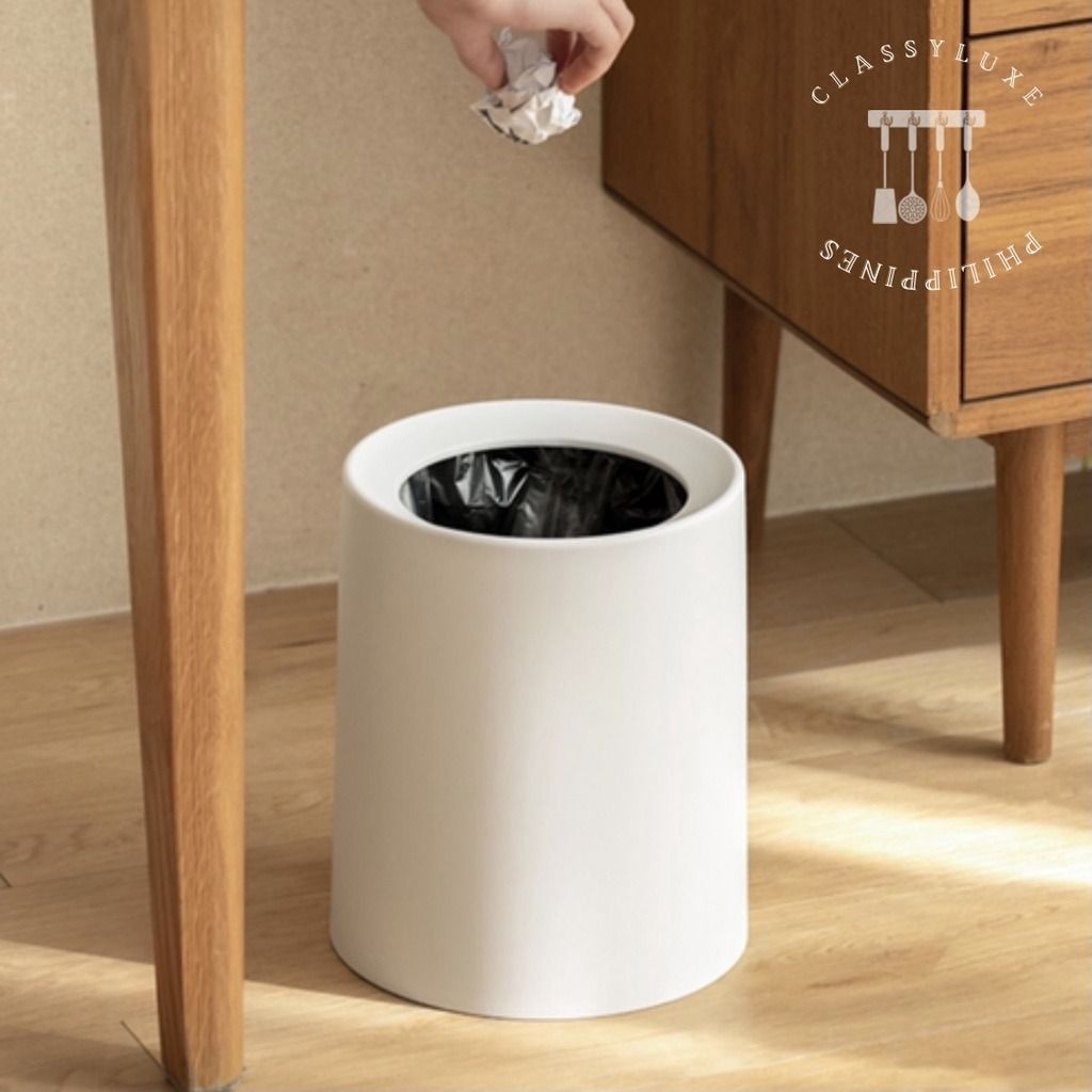 Minimalist White Trash Bin / Trash Can [nordic house], Furniture & Home ...