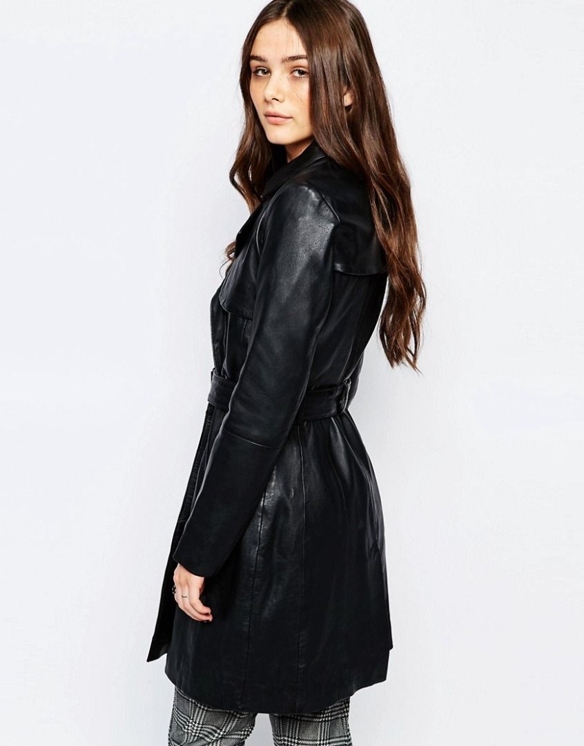 MNG Premium Real Leather Trench Coat /Jacket, Women's Fashion, Coats ...