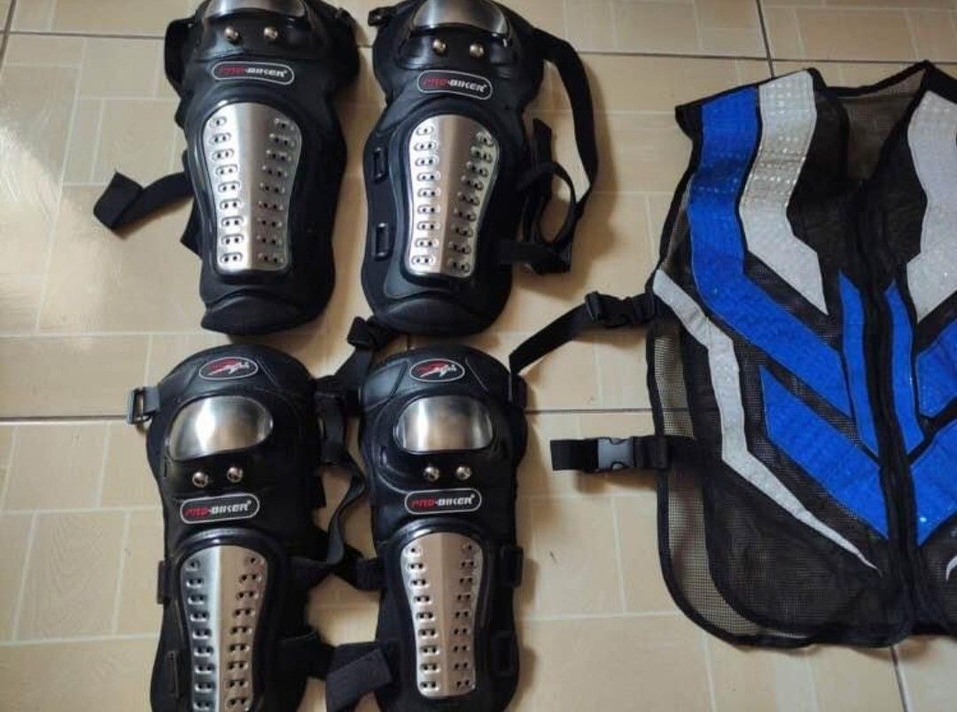 Motor Reflector Vest XL Knee and Elbow Protection Pad, Motorbikes ...