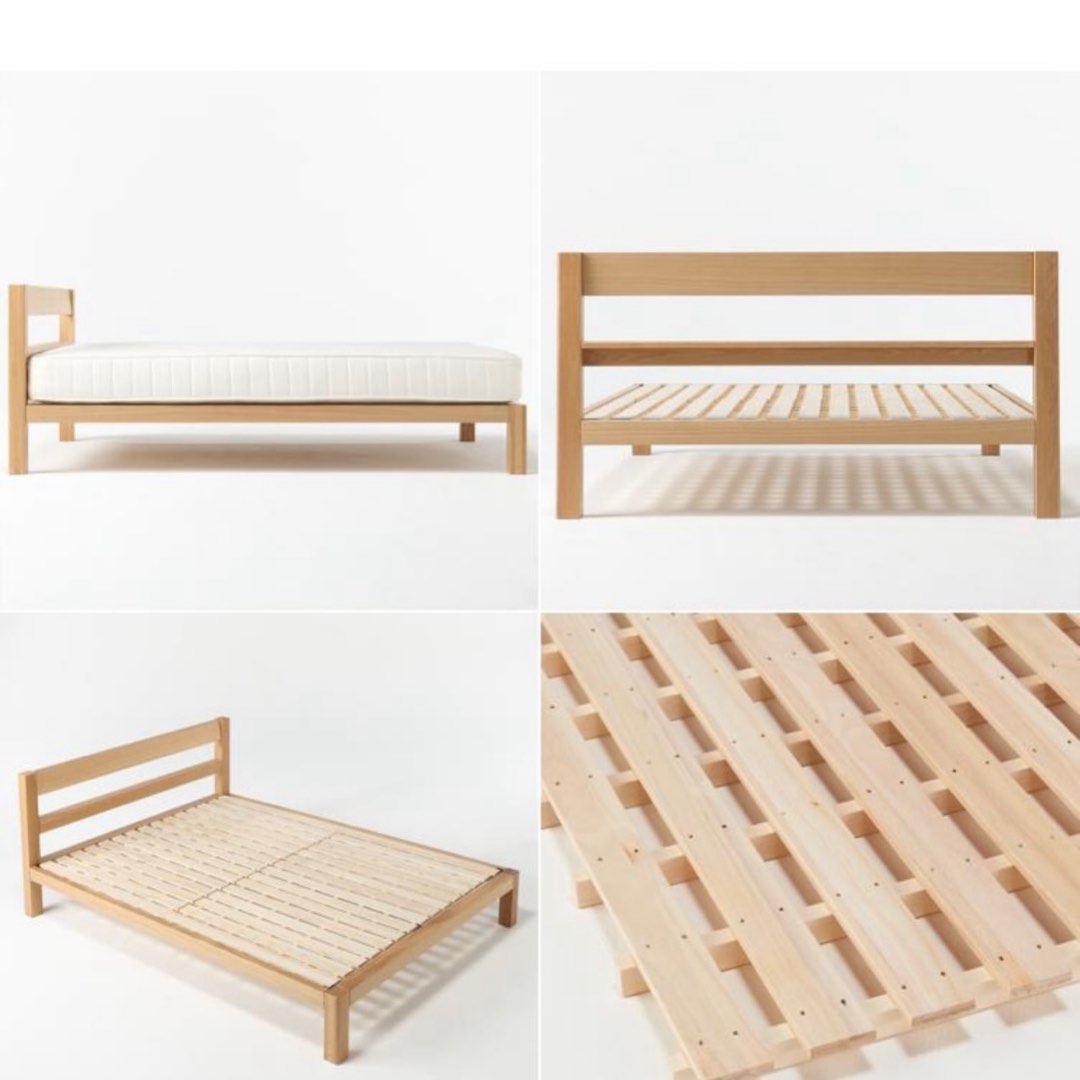 Muji Oak Bed Frame Double 無印良品雙人床, 傢俬＆家居, 傢俬, 床架及床褥 - Carousell