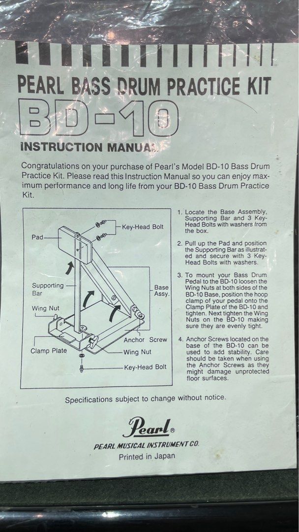 Pearl BD-10 Bass Drum Practice Pad, Hobbies & Toys, Music & Media ...
