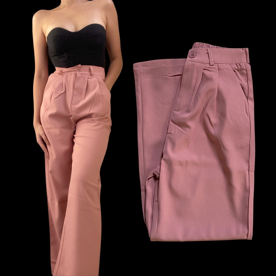 Petite Light Pink Trouser Pants, Women's Fashion, Bottoms, Other ...