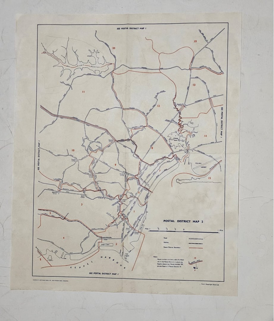 Postal district map. 2. , Singapore, printed by craftsman press Ltd ...