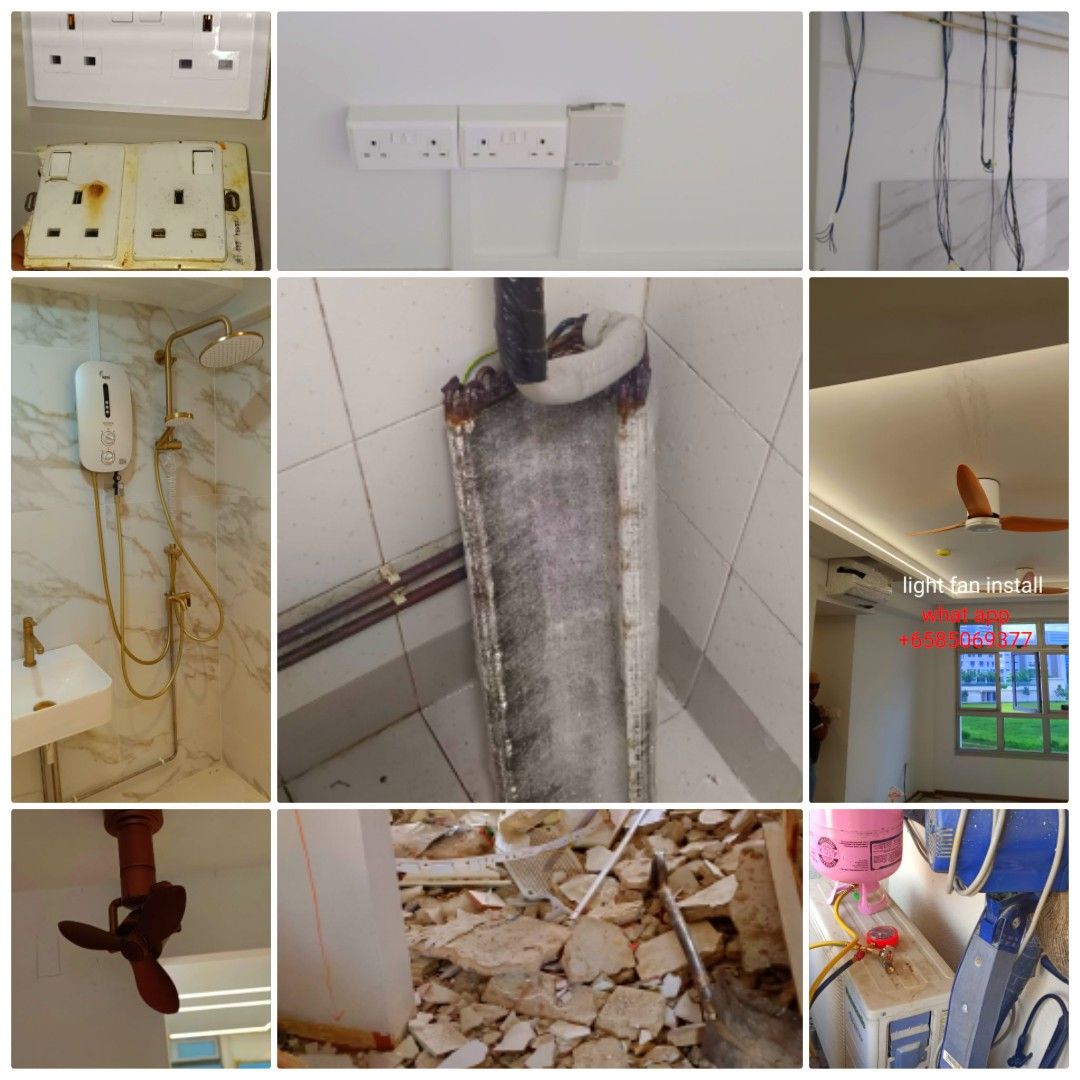 Power, socket ,light and fan heater switch installation, full house ...