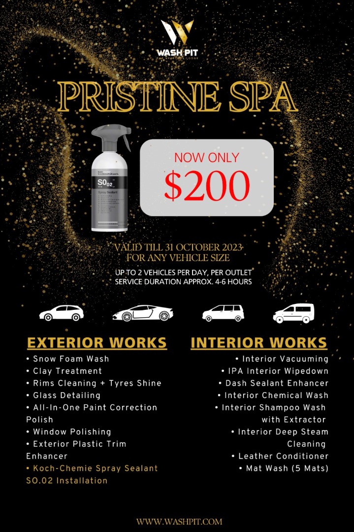 Pristine Spa Promo, Car Accessories, Car Workshops & Services on Carousell