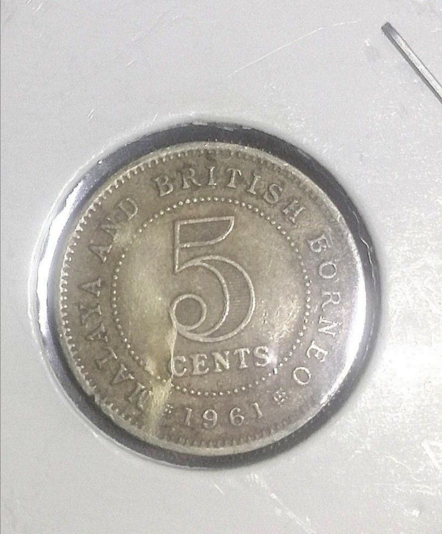 Rare pcs of Malaya and British Borneo history 1961H 5 cent coin ...