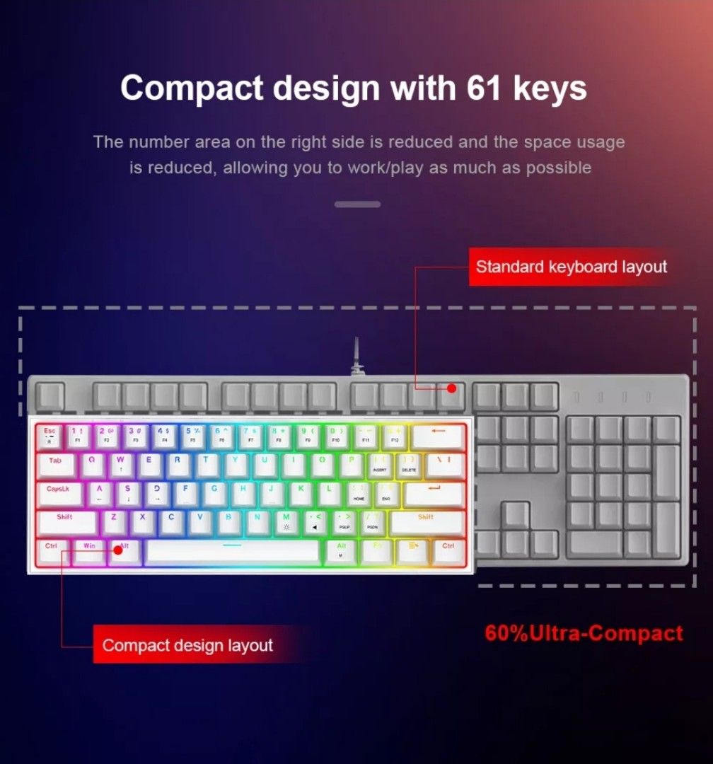 Redragon K617 Fizz Mechanical Keyboard USB Wired Linear Red Switches ...