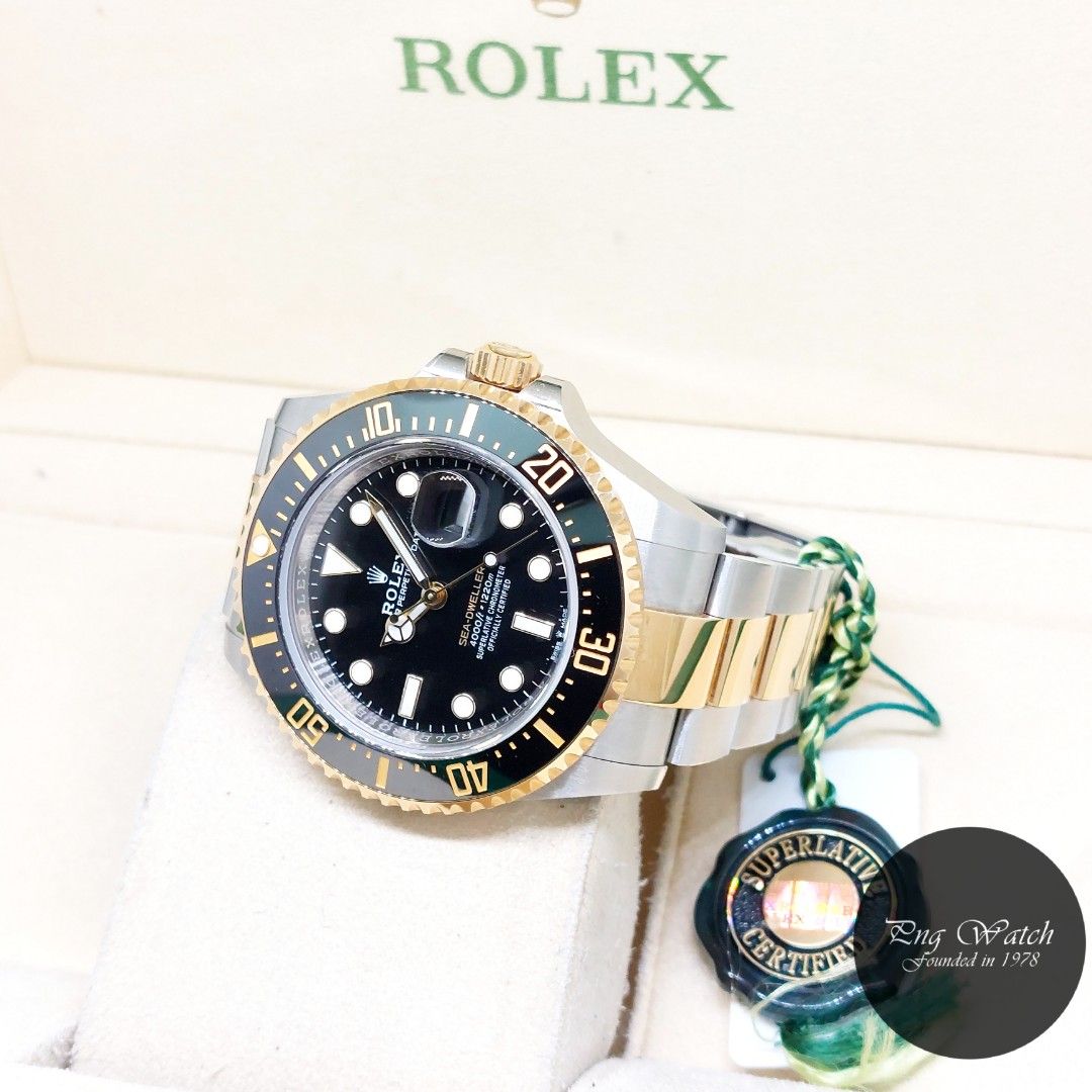 Rolex 43mm Oyster Perpetual 18K Half Yellow Gold Ceramic Bezel Black ...