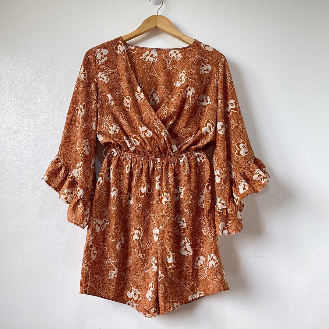Rust brown Romper, Women's Fashion, Dresses & Sets, Rompers on Carousell