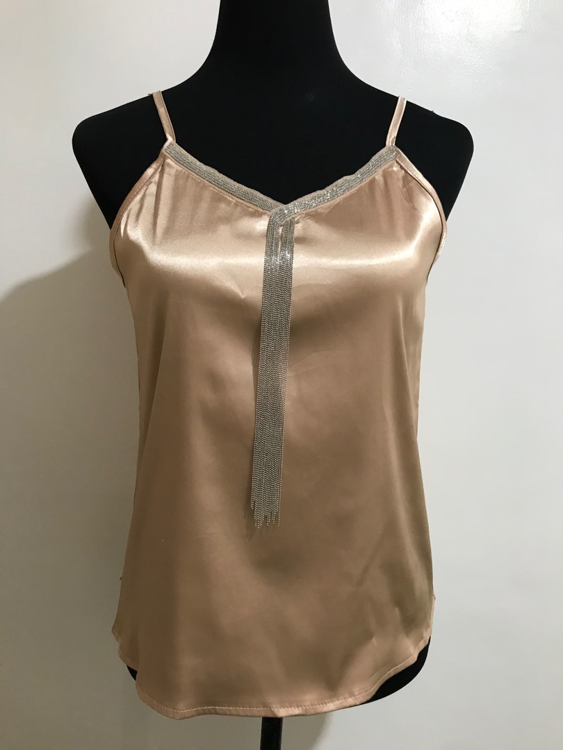 Satin silk inner top/party wear, Women's Fashion, Tops, Sleeveless on ...