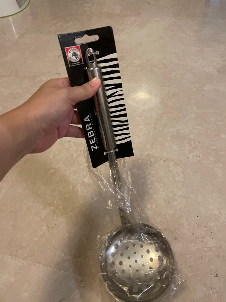 Stainless steel ladle with holes, Furniture & Home Living, Kitchenware ...