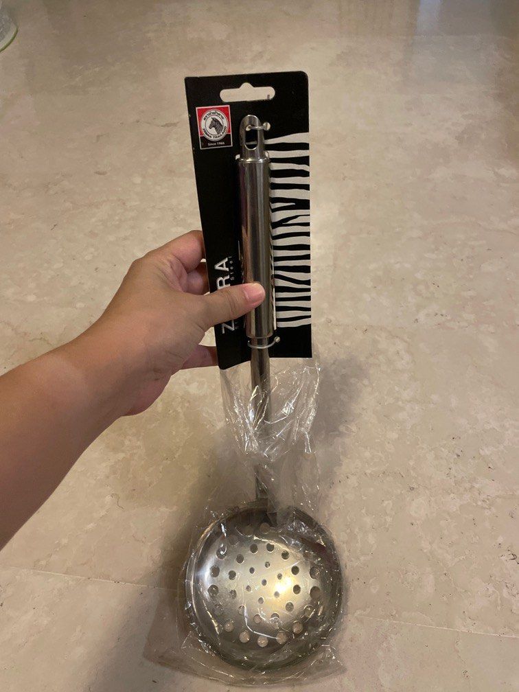 Stainless steel ladle with holes, Furniture & Home Living, Kitchenware ...
