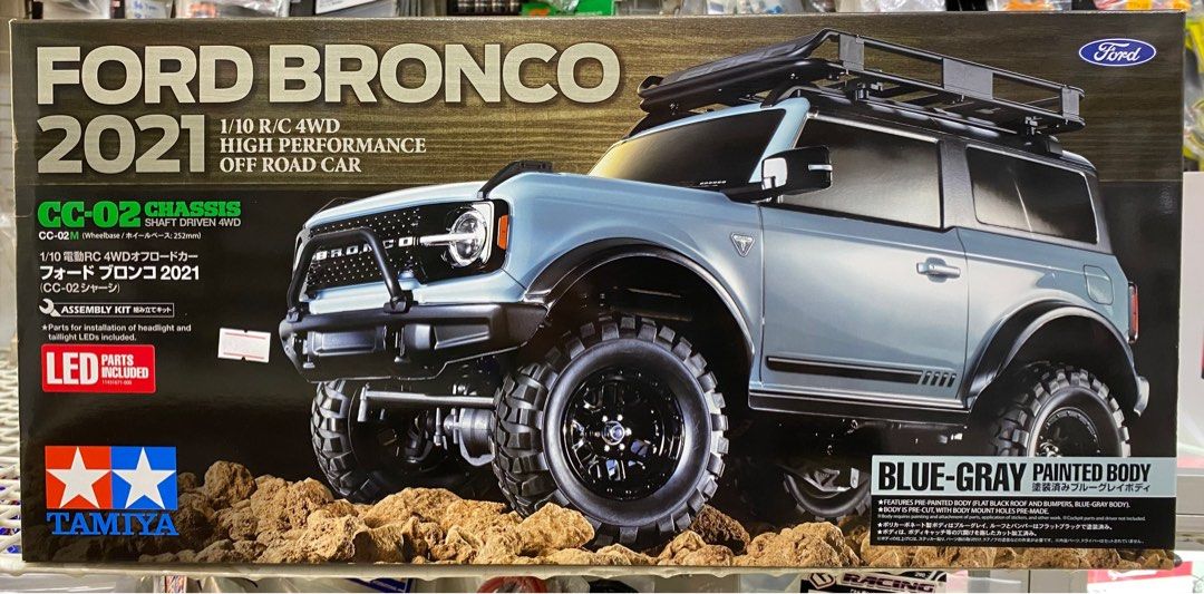 TAMIYA 1/10 CC02 FORD BRONCO 2021 BLUE-GRAY PAINTED BODY 4WD EP CAR KIT ...