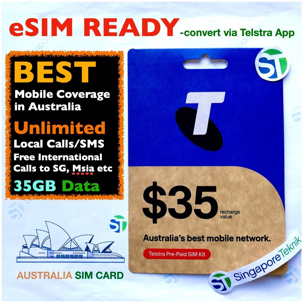 Telstra Prepaid eSIM SIM Card Australia 35GB Data Mobile Roam Best ...