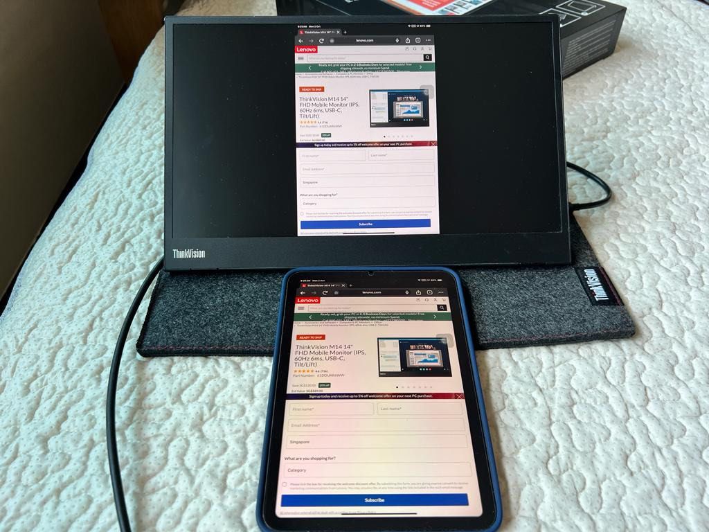 ThinkVision M14 14" FHD Mobile Monitor (IPS, 60Hz 6ms, USB-C, Tilt/Lift ...