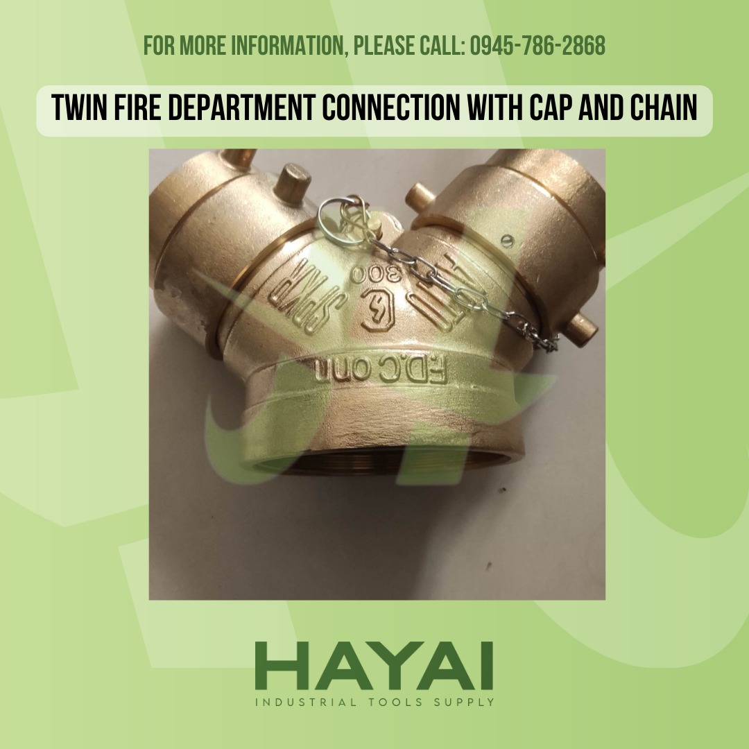Twin fire department connection with cap and chain, Commercial ...