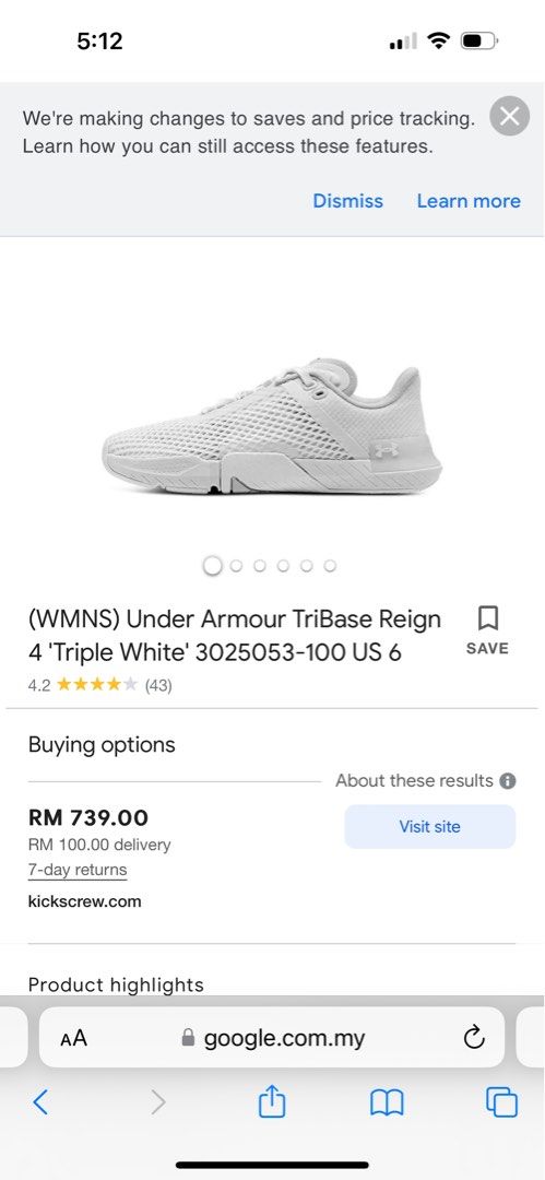 Under Armour TriBase Reign 4 US8, Women's Fashion, Footwear, Sneakers on Carousell
