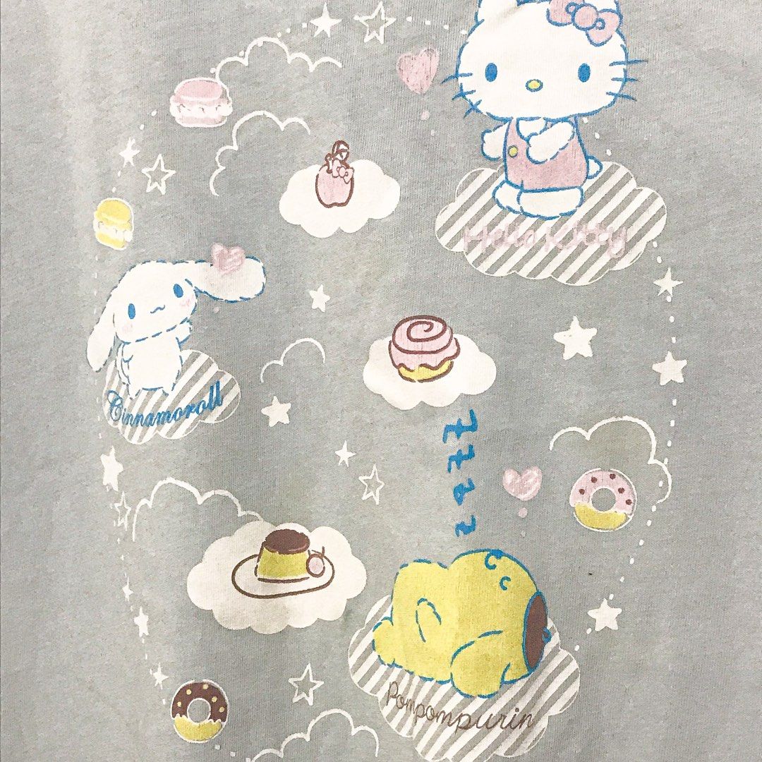 Uniqlo X Sanrio Powder Blue Shirt Cinnamoroll Pompompurin Hello Kitty ...