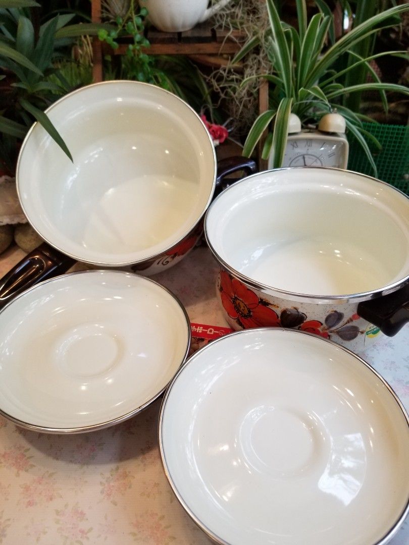 Vintage Retro 1970 Sankoware Enamel Cooking pot x 2, Furniture & Home ...