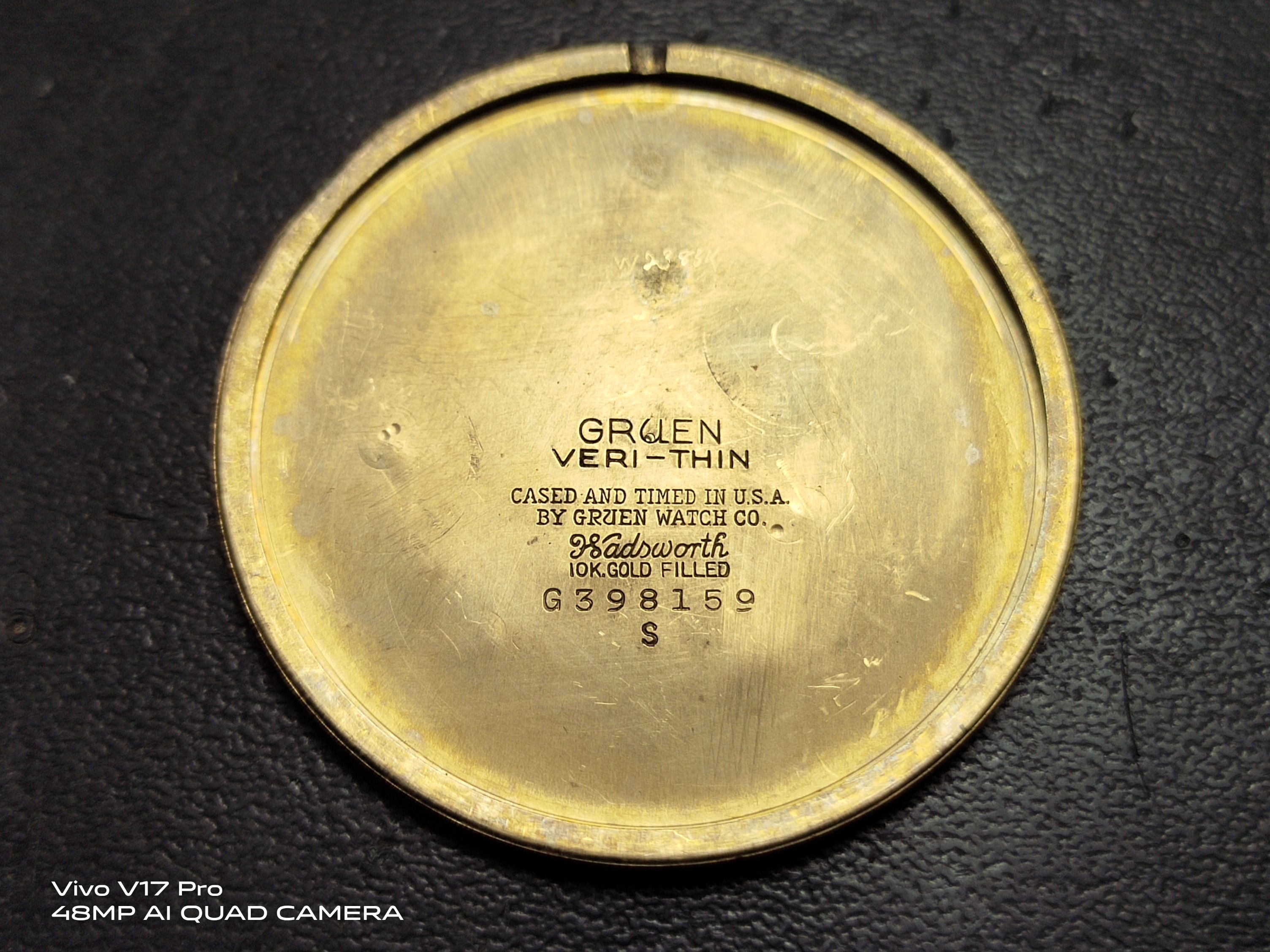 Vtg Gruen Veri-Thin 10K Gold Filled Case Mechanical Hand-Winding Pocket Watch, Luxury, Watches ...