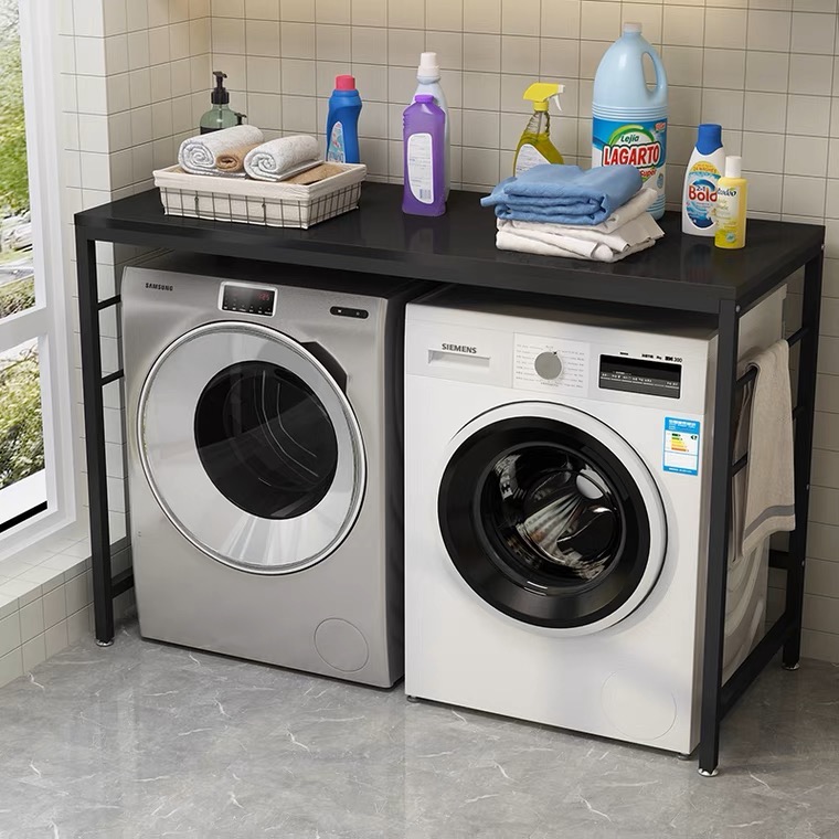 Washing Machine Table Stand Rack Folding Laundry Table in Black ...