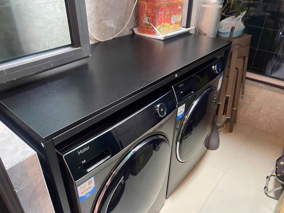 Washing Machine Table Stand Rack Folding Laundry Table in Black ...
