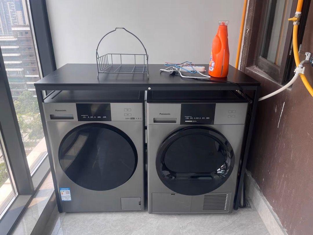 Washing Machine Table Stand Rack Folding Laundry Table in Black ...